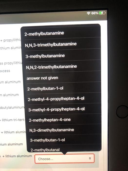 Solved Choose... . sodium 3-methylbutanoic acid + | Chegg.com