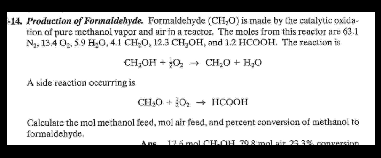 Solved Production of Formaldehyde. Formaldehyde (CH2O) ﻿is | Chegg.com