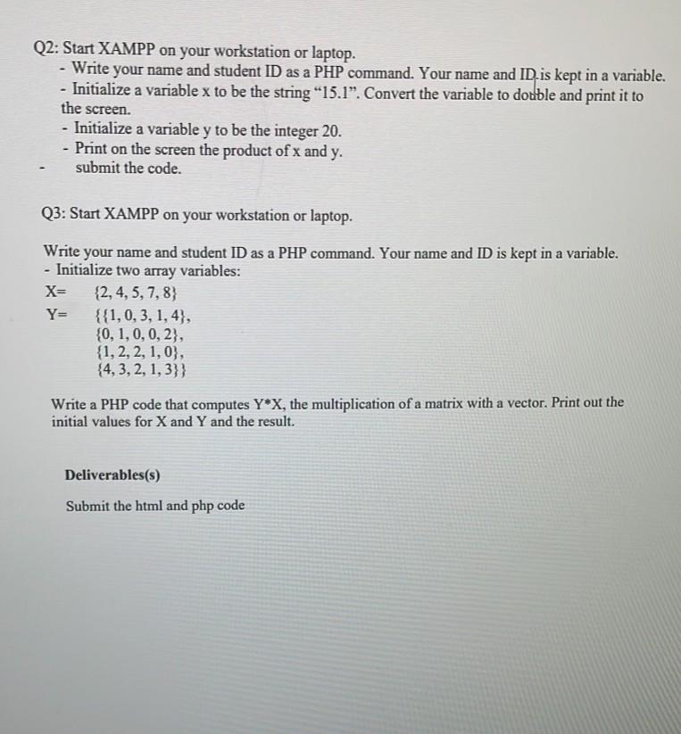 Solved Q2: Start XAMPP on your workstation or laptop. - | Chegg.com