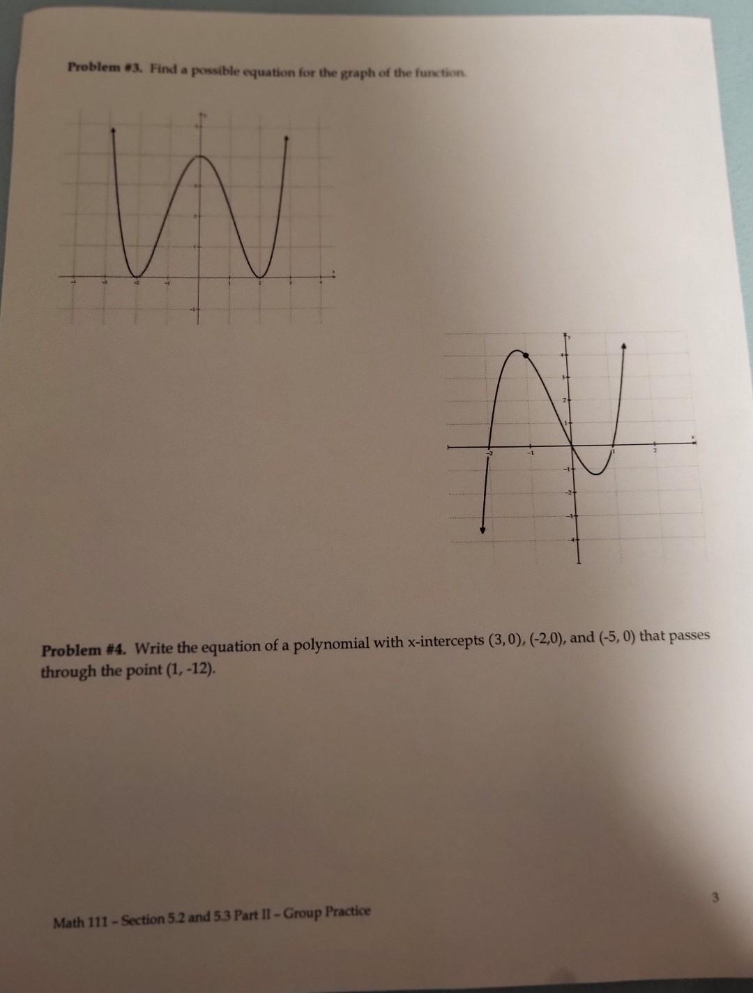 Solved Problem #3. Find a possible equation for the graph of | Chegg.com