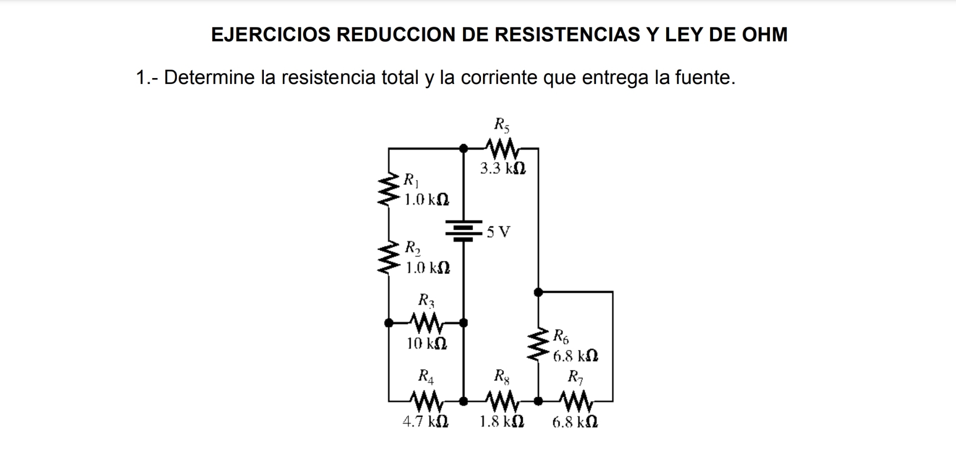 Solved 1.- ﻿Determine la resistencia total y la corriente | Chegg.com