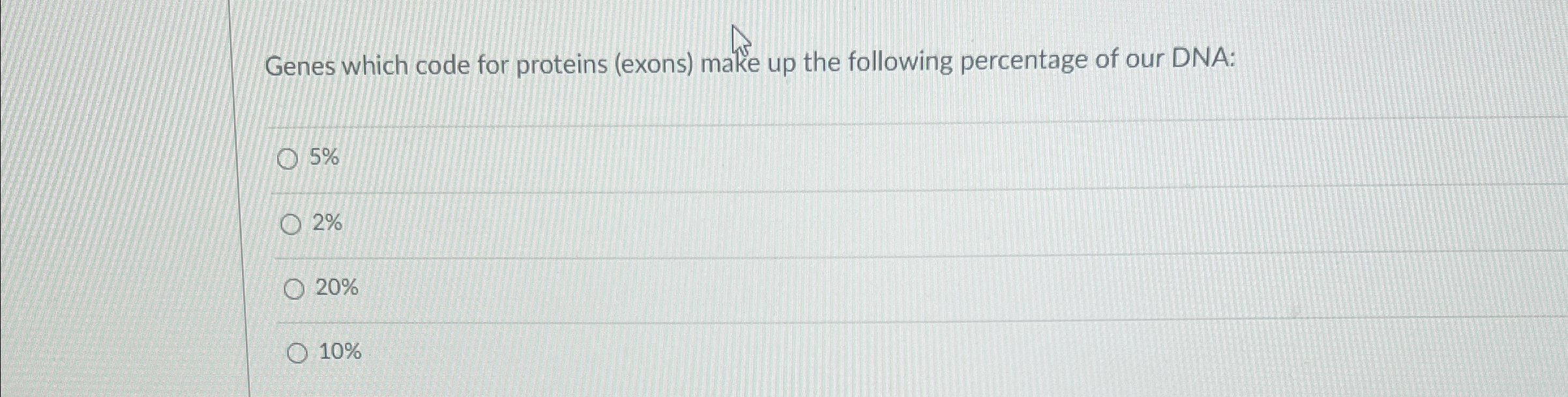 Solved Genes which code for proteins (exons) ﻿make up the | Chegg.com