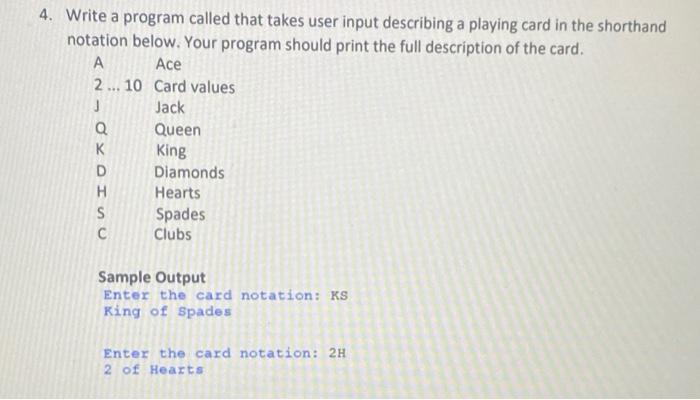 Solved 4. Write a program called that takes user input | Chegg.com