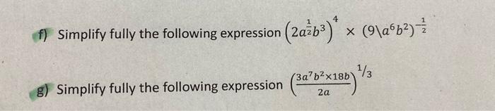 Solved 4 1 f) Simplify fully the following expression (2ab³) | Chegg.com