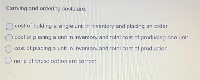 Solved the economic order quantity is:total inventory cost | Chegg.com
