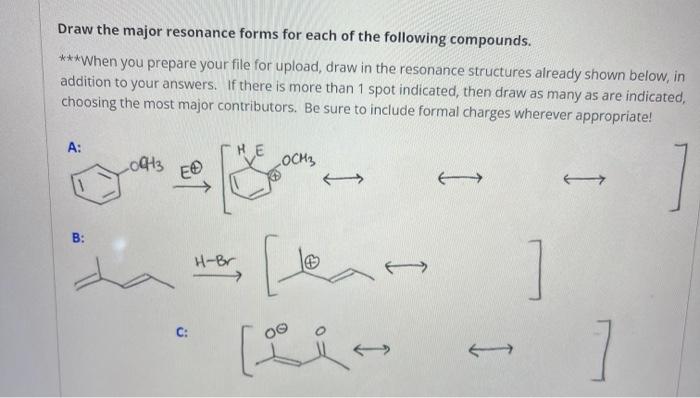 Solved Draw the major resonance forms for each of the | Chegg.com