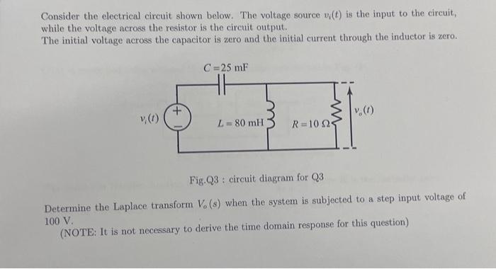 Solved Consider the electrical circuit shown below. The | Chegg.com