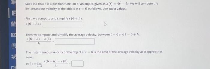 Solved Suppose that s is a position function of an object, | Chegg.com
