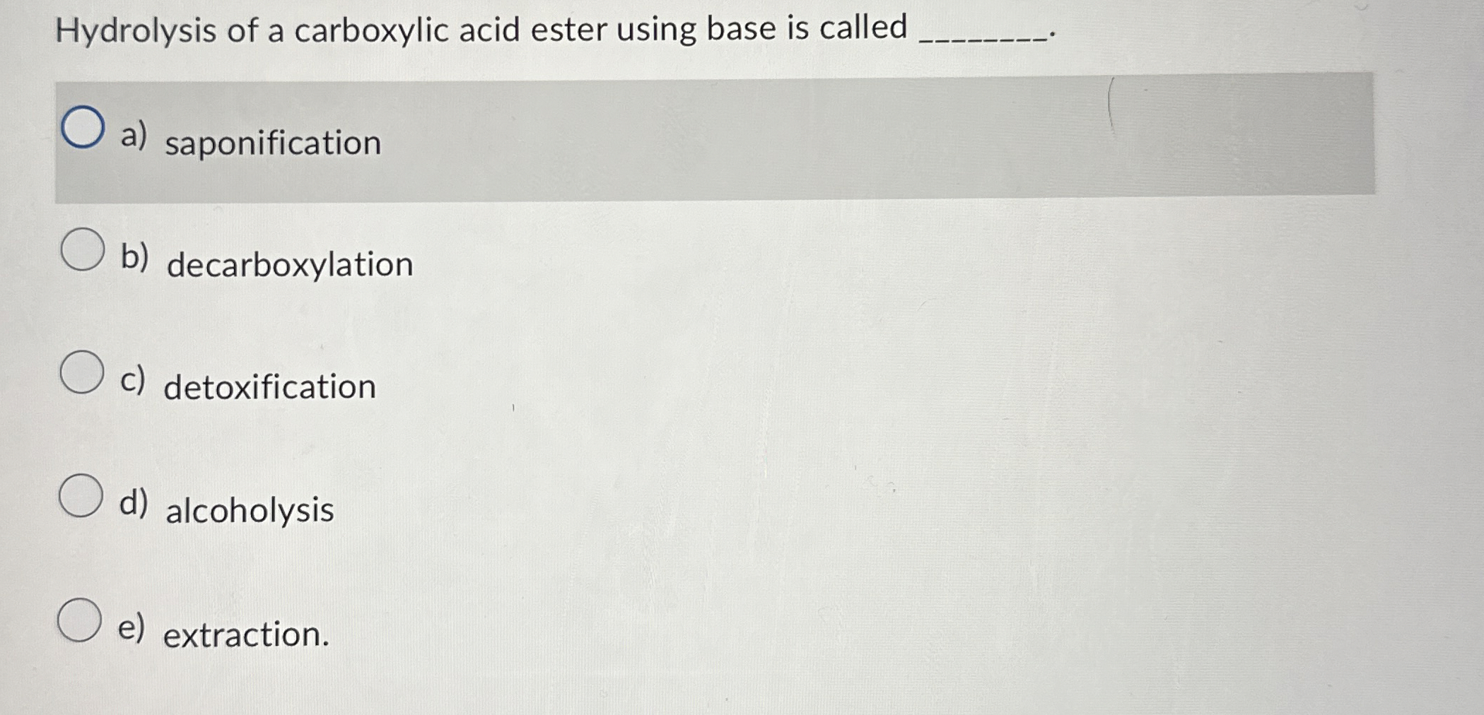 Solved Hydrolysis of a carboxylic acid ester using base is | Chegg.com
