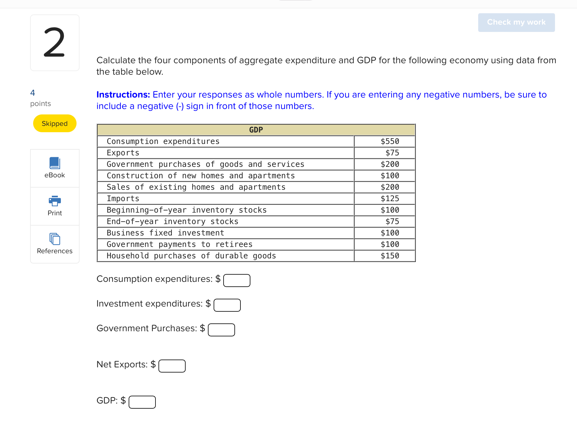 Solved Calculate the four components of aggregate | Chegg.com