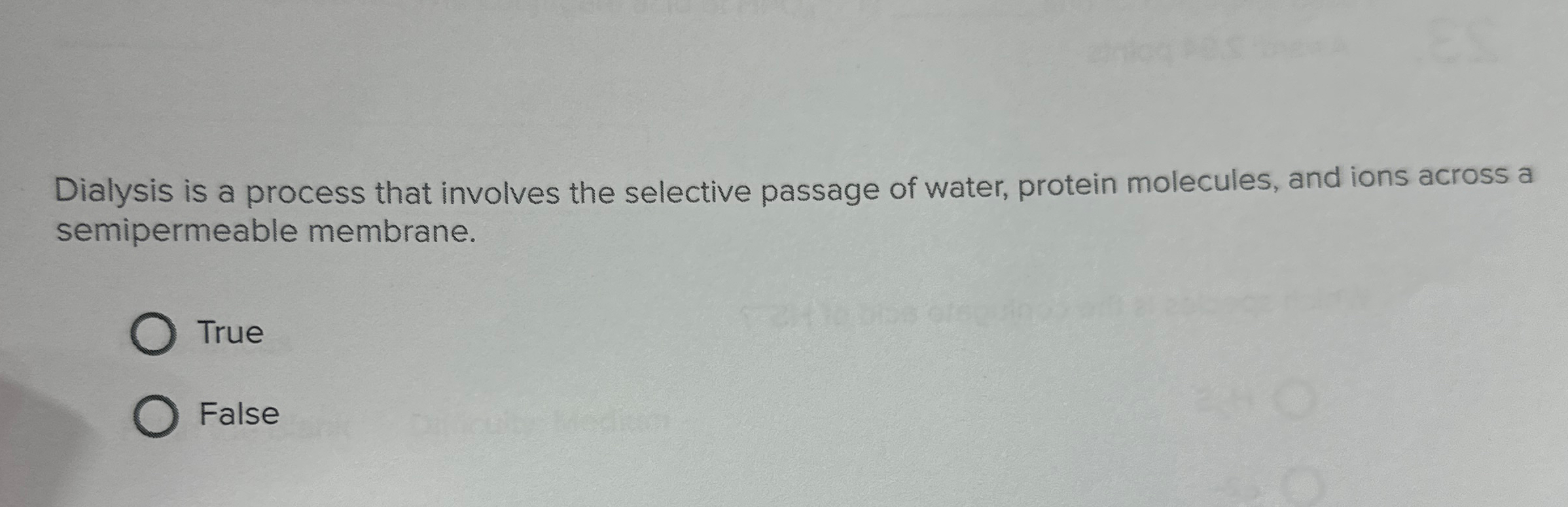 Solved Dialysis is a process that involves the selective | Chegg.com