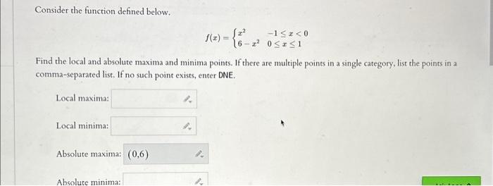 Solved Consider the function defined below. f(x)=9xx−x2 Find | Chegg.com