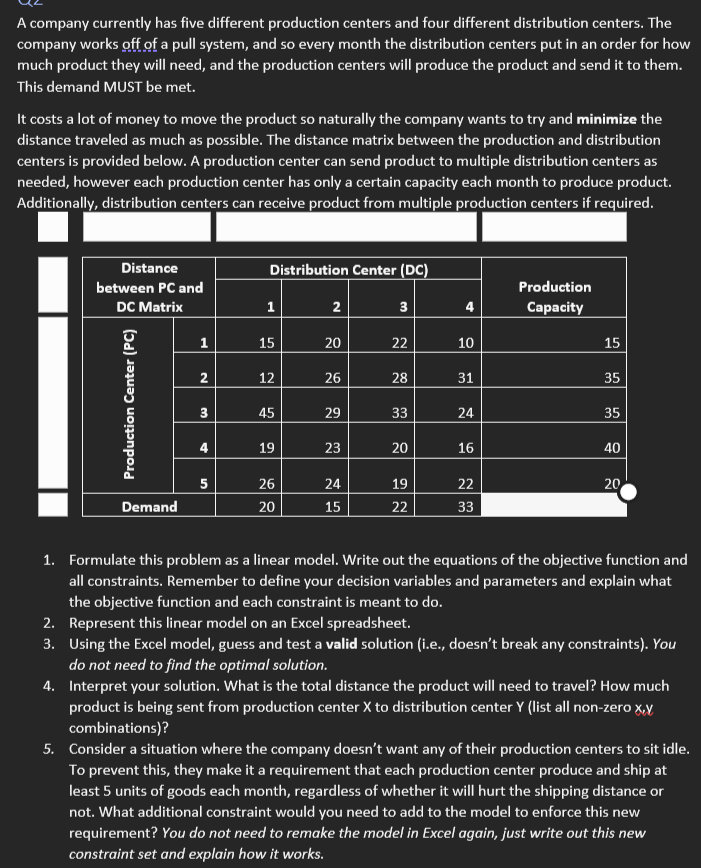 Solved make a table consisting set, parameter, and decision | Chegg.com