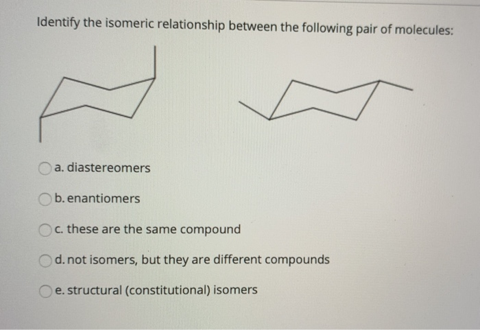 Solved Identify the isomeric relationship between the | Chegg.com
