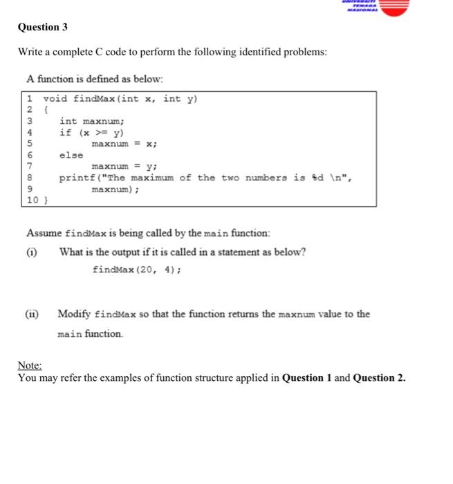 Solved Question 3 Write a complete C code to perform the | Chegg.com