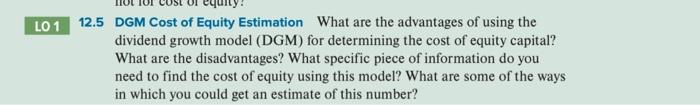 Solved 12.5 DGM Cost of Equity Estimation What are the | Chegg.com
