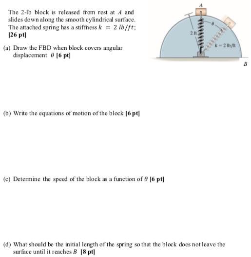 Solved The 2-Ib block is released from rest at A and slides | Chegg.com