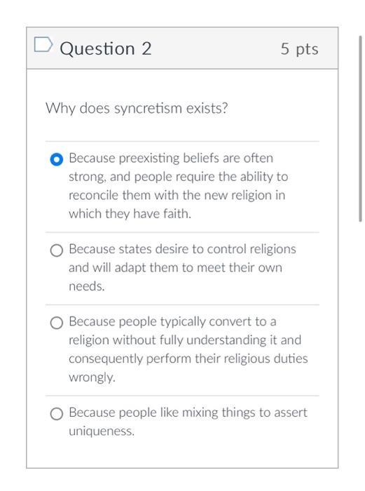 Which is an example of syncretism? A marabout's | Chegg.com