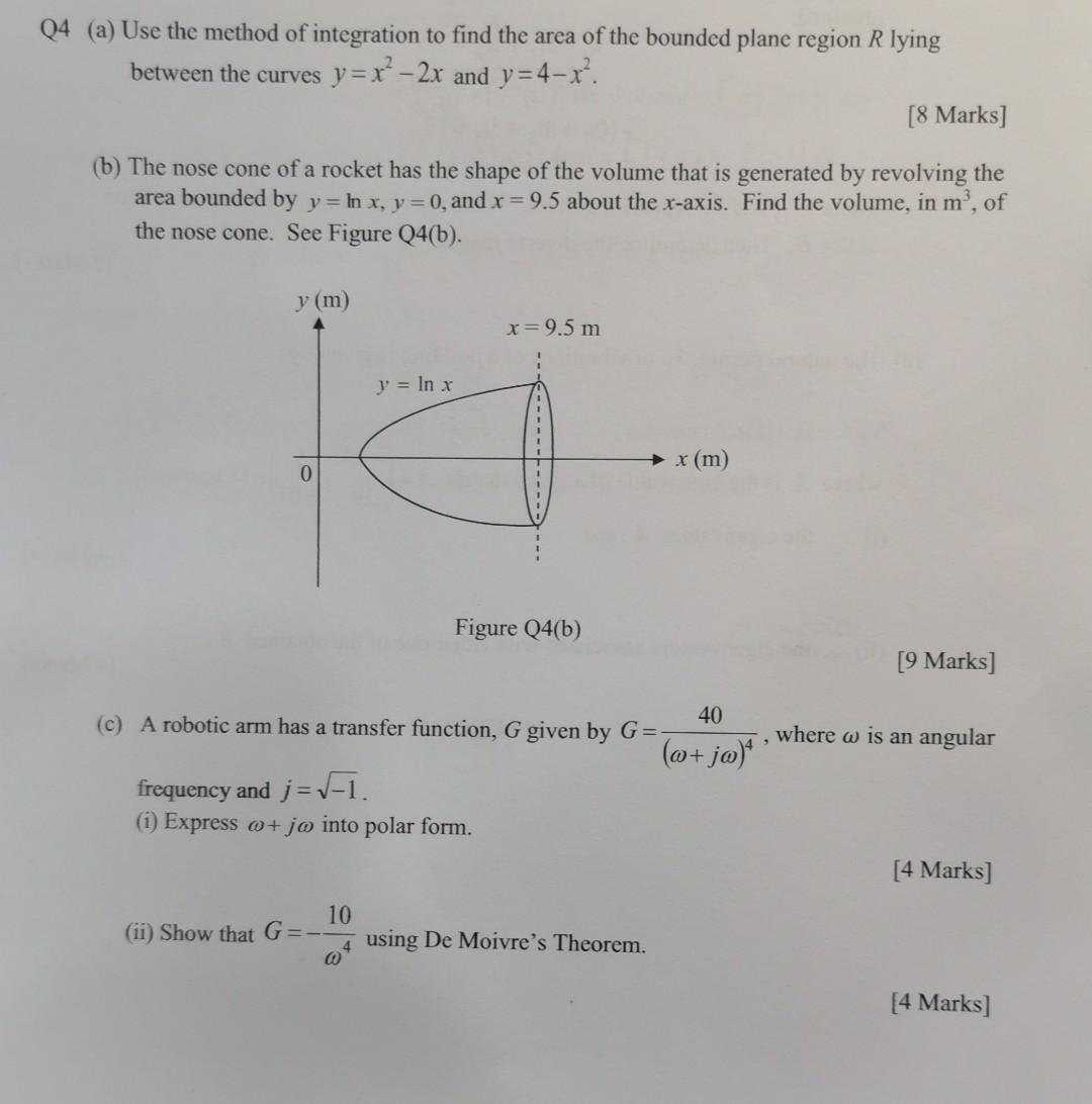 Solved Q4 (a) Use the method of integration to find the area | Chegg.com