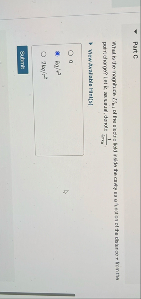 Solved Part CWhat is the magnitude Eint ﻿of the electric | Chegg.com