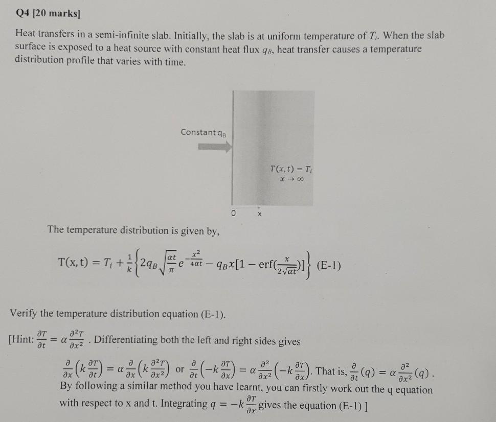 Solved The problem involves heat transfer in a semi-infinite | Chegg.com