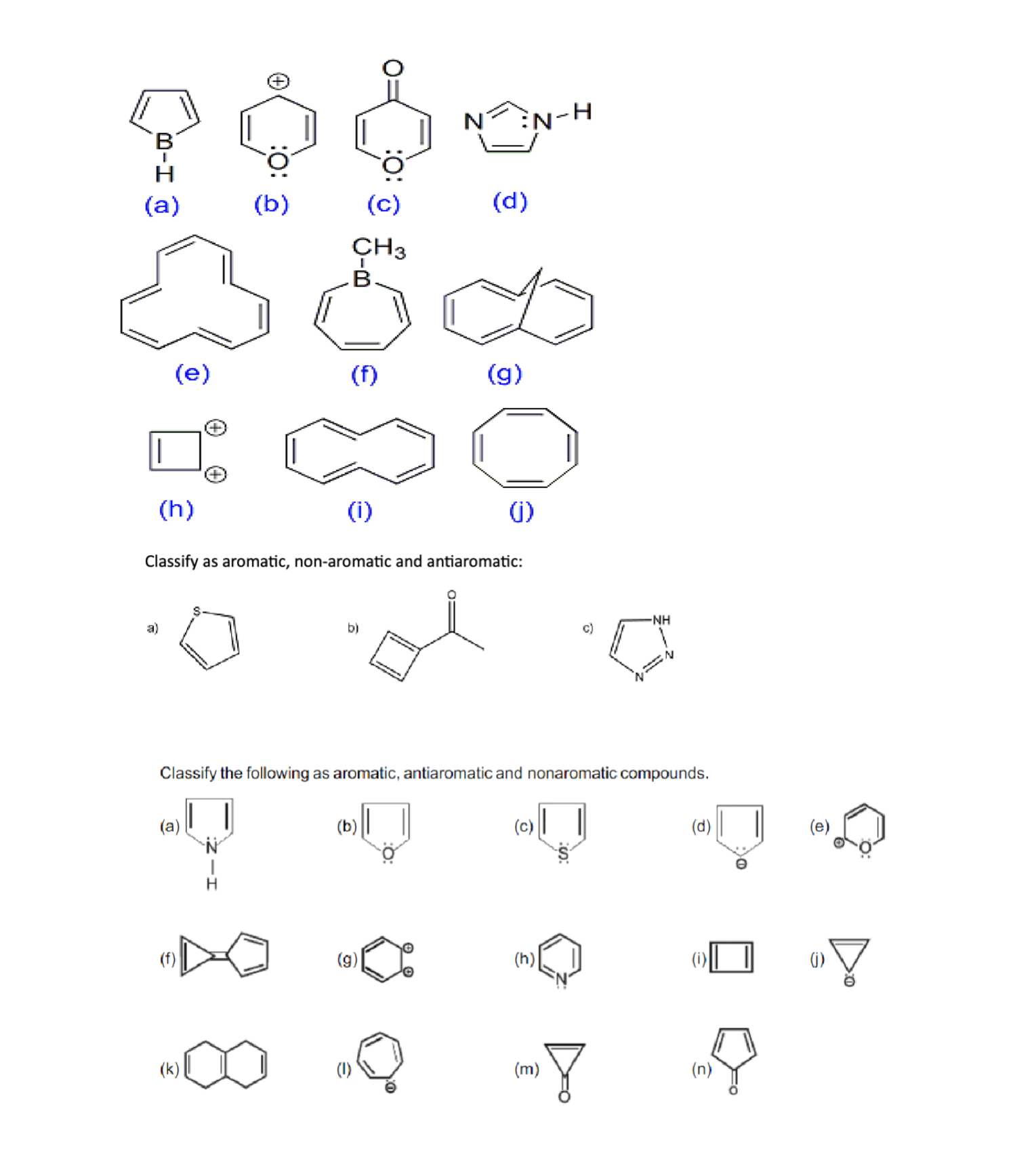 Solved Classify the following as Aromatic , ﻿Anti aromatic | Chegg.com
