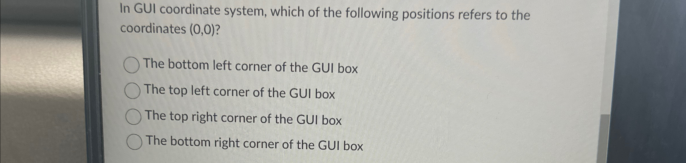 Solved In GUI coordinate system, which of the following | Chegg.com