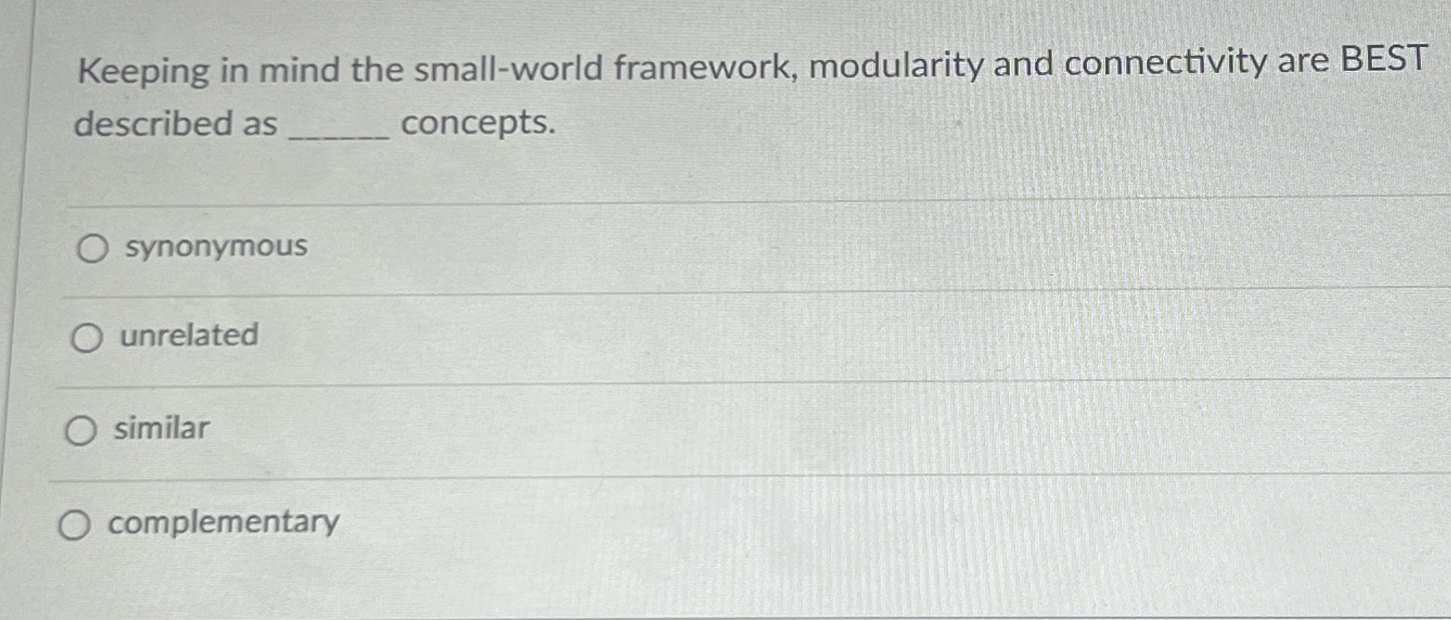 Solved Keeping in mind the small-world framework, modularity | Chegg.com