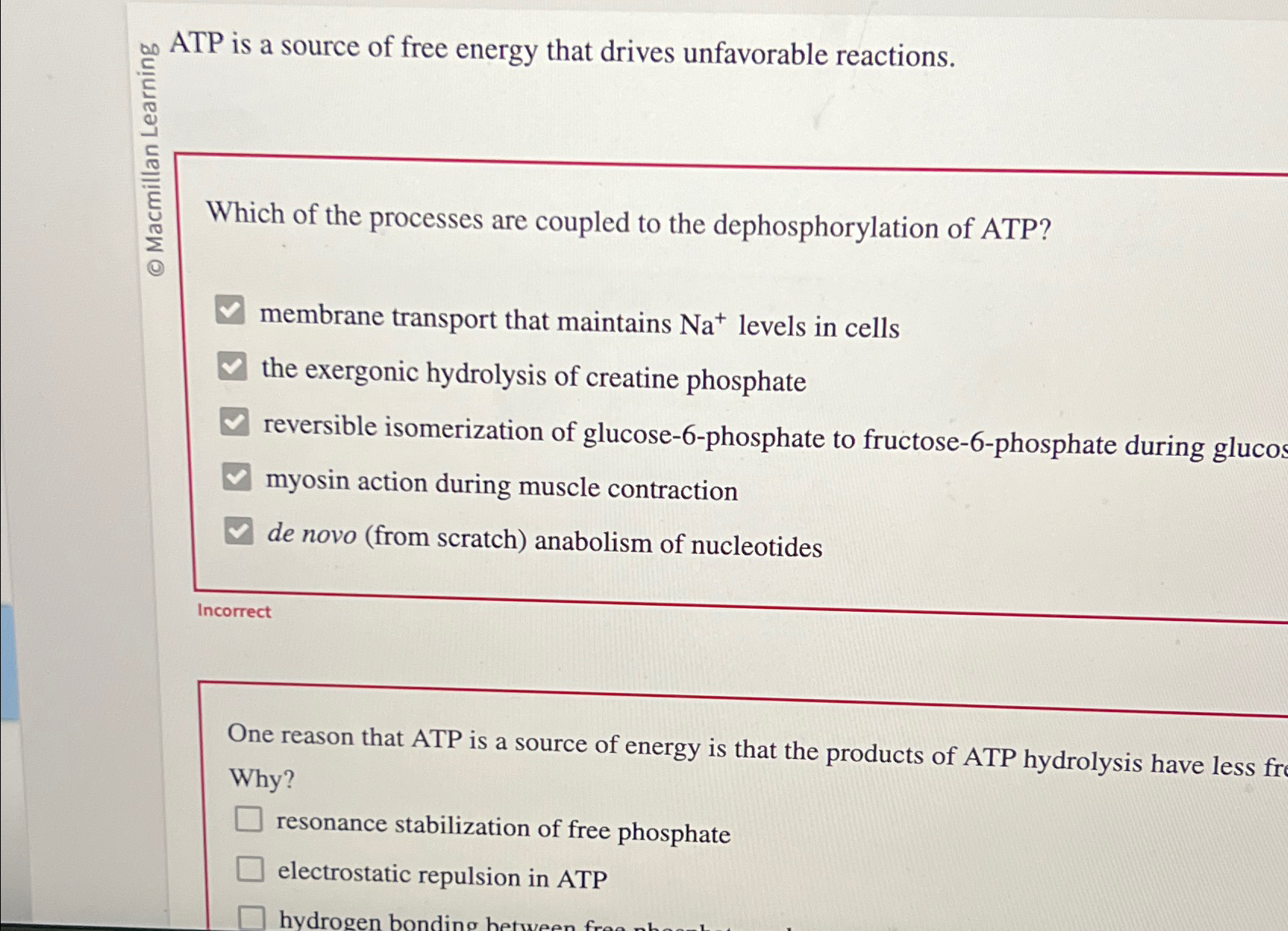 Solved ATP is a source of free energy that drives | Chegg.com