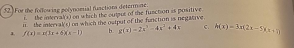 Solved For the following polynomial functions determine:i. | Chegg.com