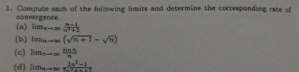 Solved Compute each of the following limits and determine | Chegg.com