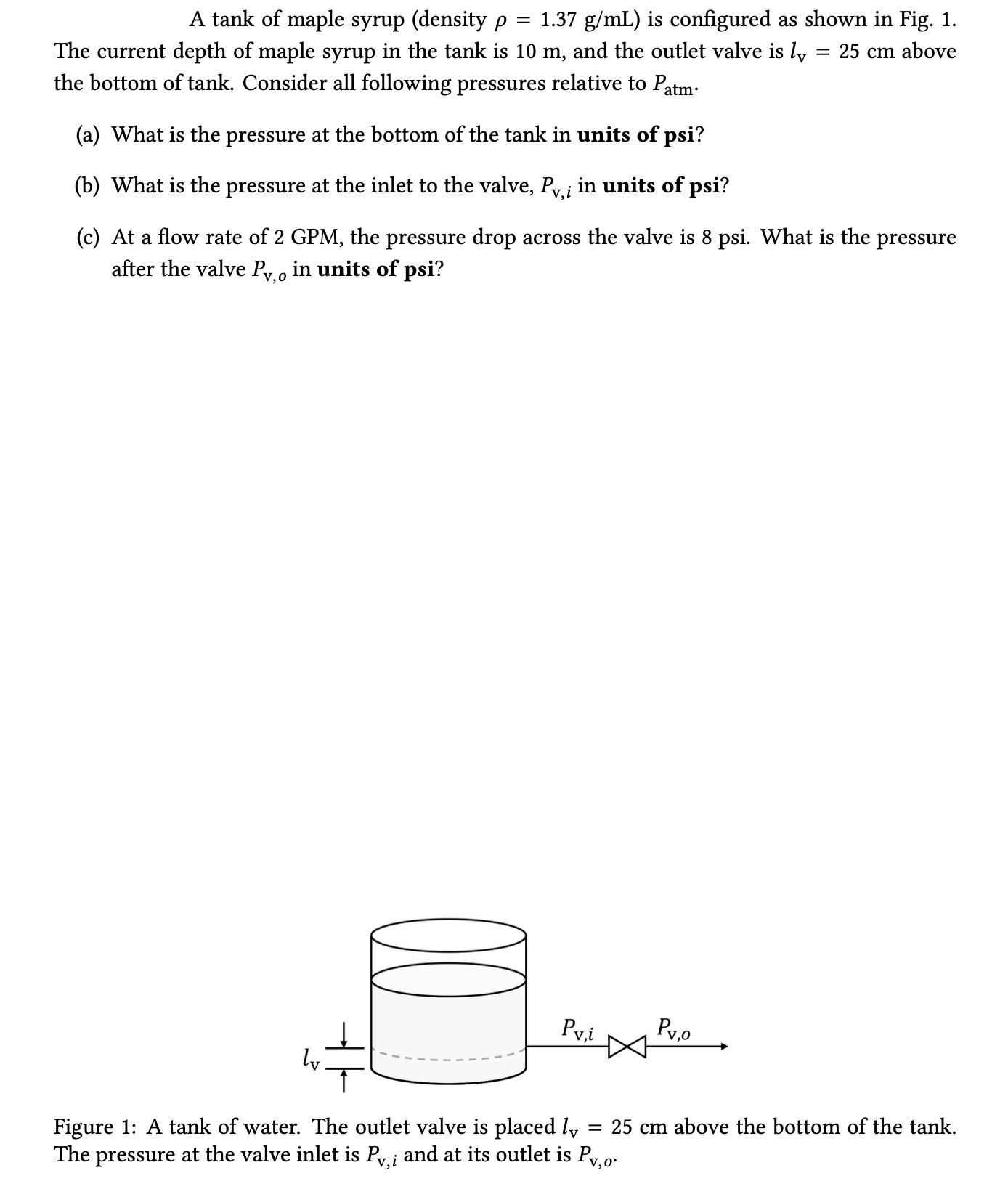 Solved A tank of maple syrup (density ρ=1.37gmL ) ﻿is | Chegg.com