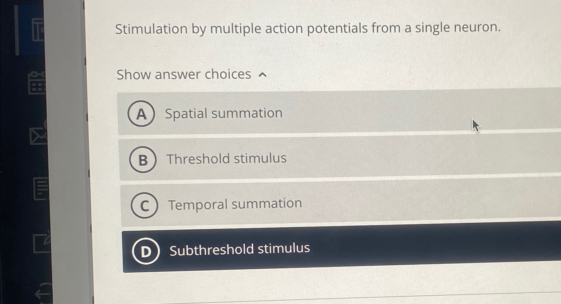 Solved Stimulation by multiple action potentials from a | Chegg.com