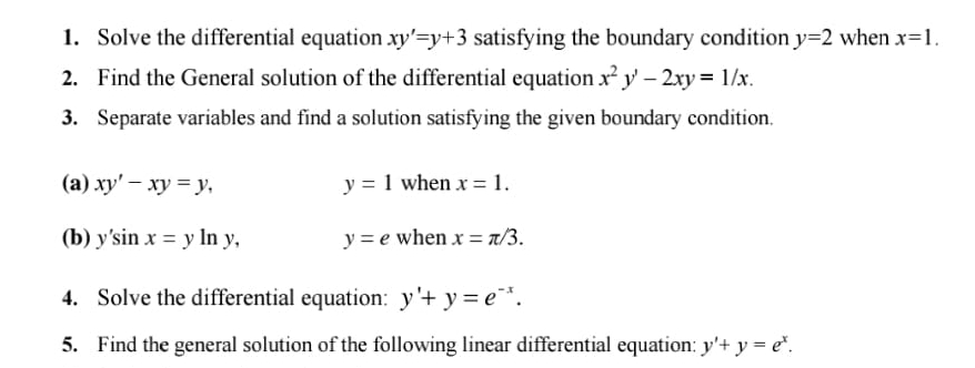 Solved Solve the differential equation xy'=y+3 ﻿satisfying | Chegg.com