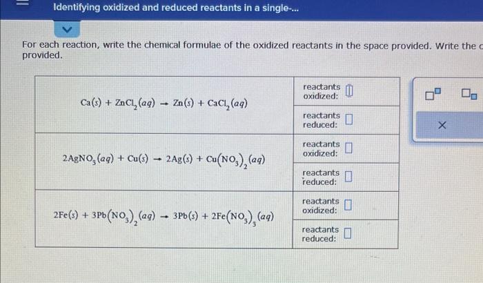 Solved Identifying oxidized and reduced reactants in a | Chegg.com