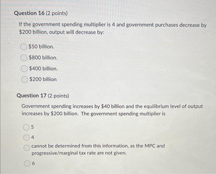 If the government spending multiplier is 4 and | Chegg.com