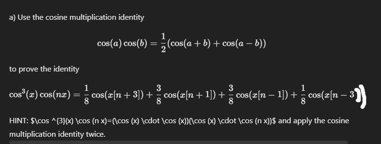 Solved a) ﻿Use the cosine multiplication | Chegg.com