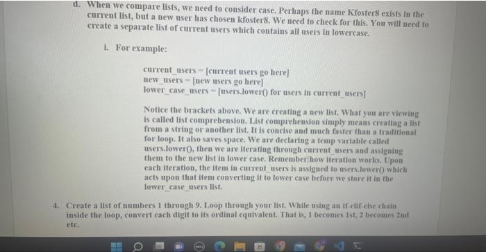 Solved a. Create a list of 10 usernames with various cases: | Chegg.com