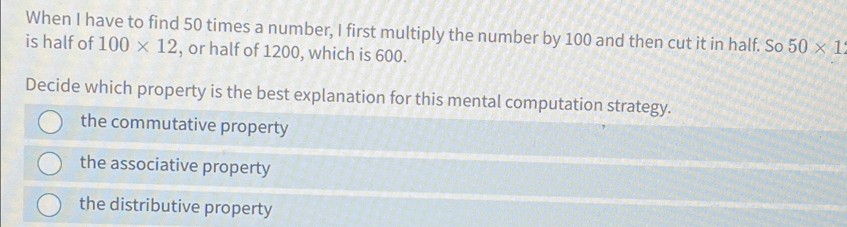 Solved When I have to find 50 ﻿times a number, I first | Chegg.com