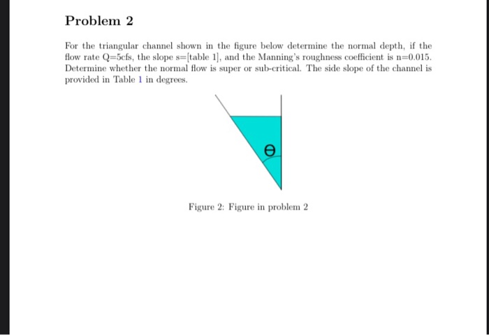 Problem 2 For the triangular channel shown in the | Chegg.com