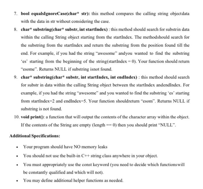 Solved Implement your own string class using only primitive | Chegg.com