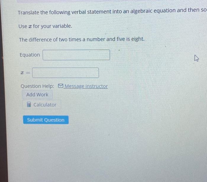 Solved Translate the following verbal statement into an | Chegg.com