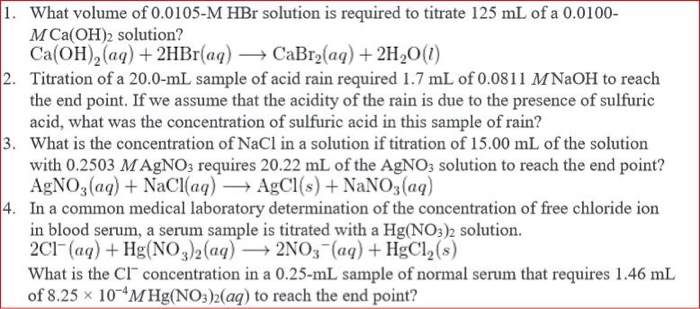 Solved 1. What volume of 0.0105-M HBr solution is required | Chegg.com