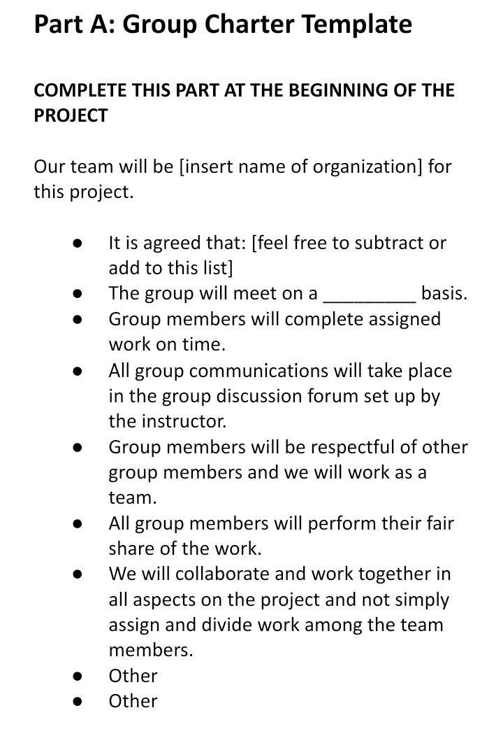 Solved Part A: Group Charter Template COMPLETE THIS PART AT | Chegg.com