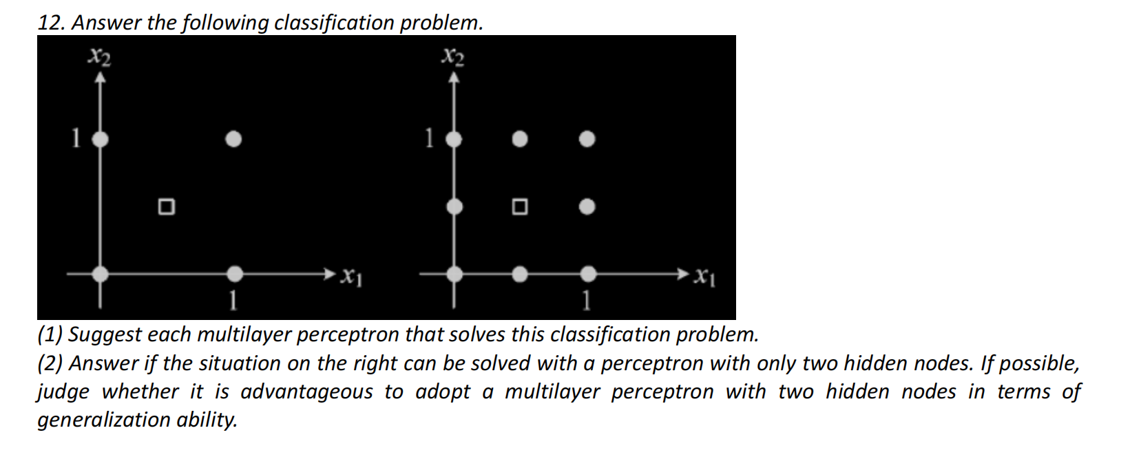 Solved (1) ﻿Suggest each multilayer perceptron that solves | Chegg.com