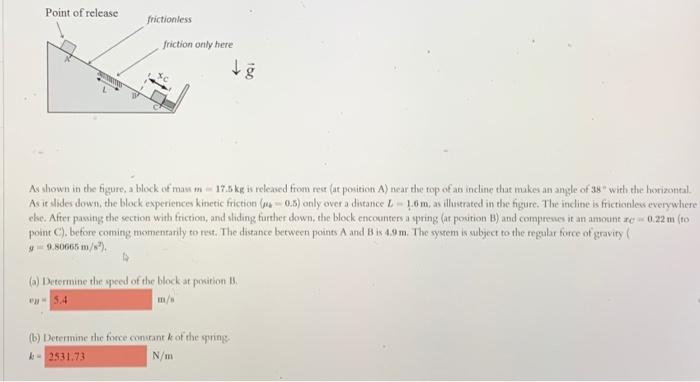 Solved Point of release frictionless friction only here Ig | Chegg.com