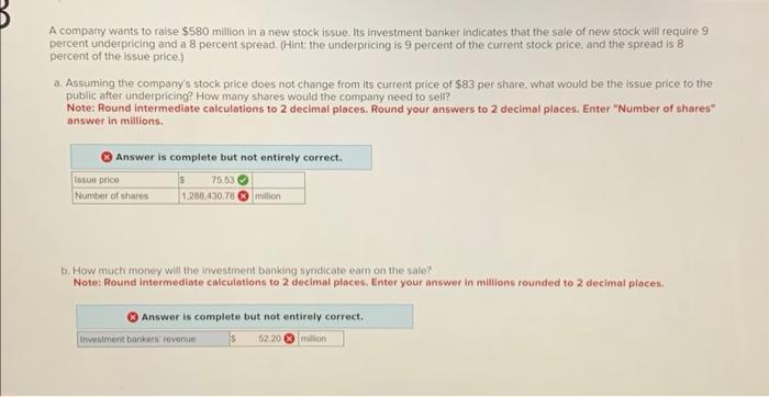 Solved A company wants to raise $580 million in a new stock | Chegg.com