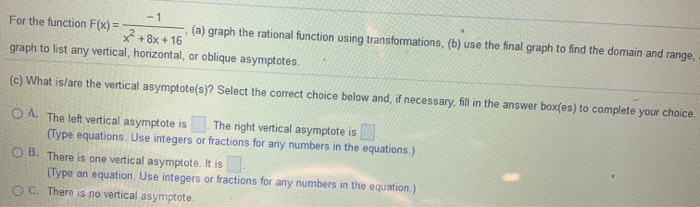 Solved For The Function F X A Graph The Rational