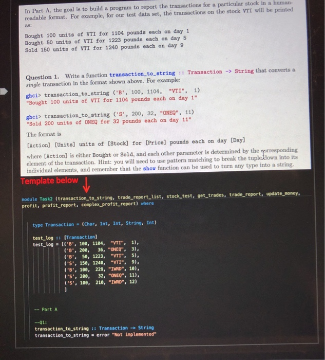 In Part A, the goal is to build a program to report | Chegg.com