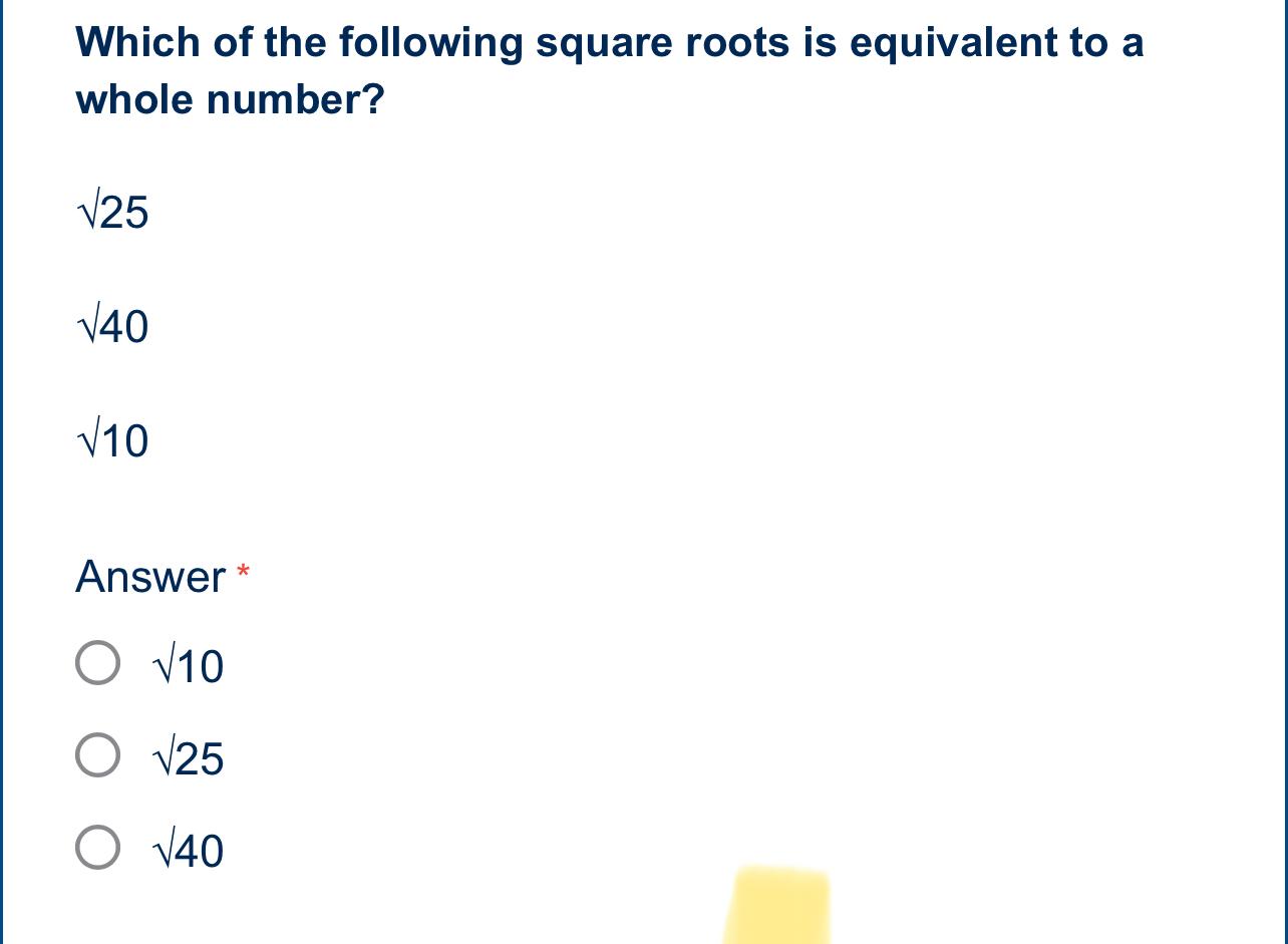 Solved Which of the following square roots is equivalent to | Chegg.com